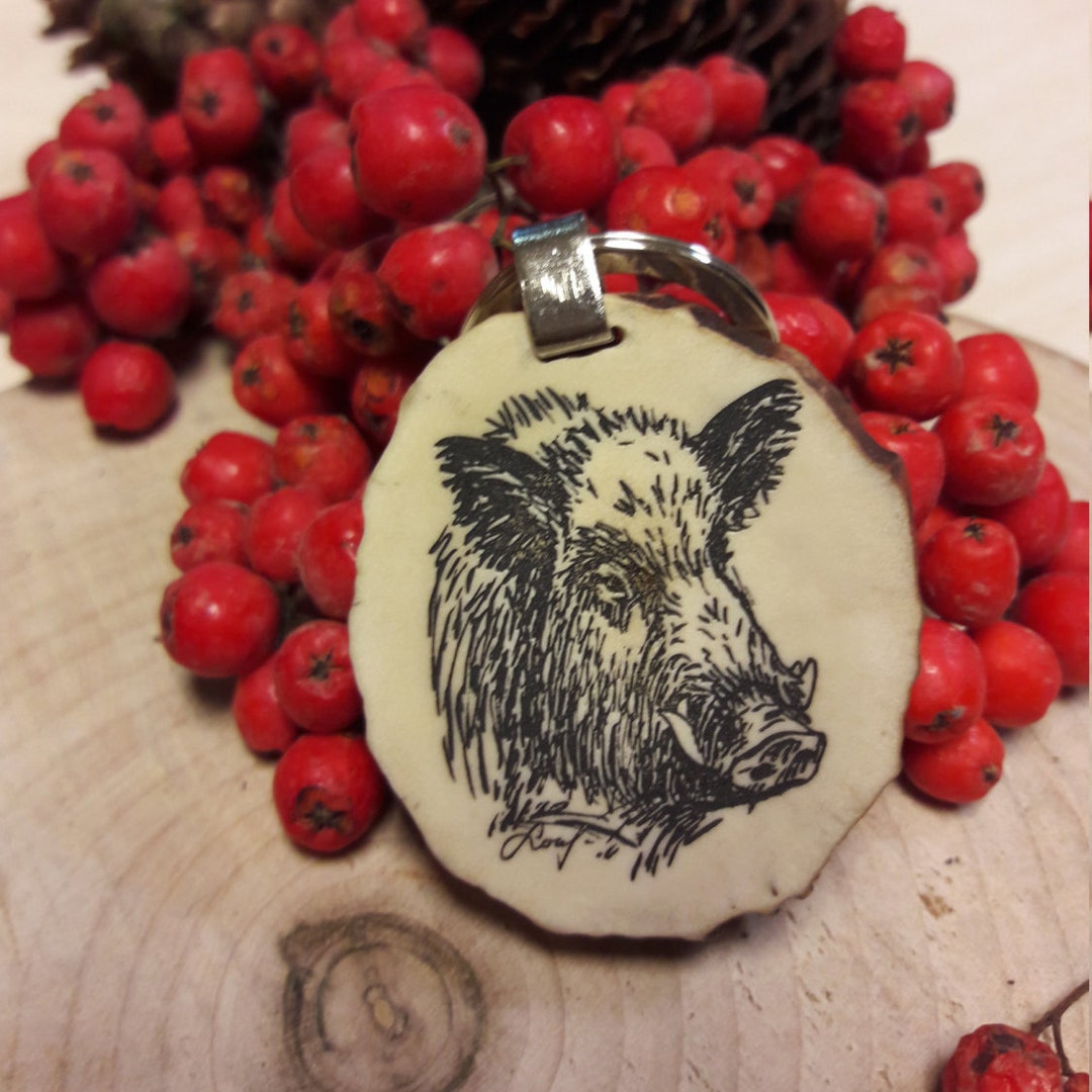 Wild Boar Engraved Hunting Gifts Unique Mens Keychain Outdoorsman Bow ...