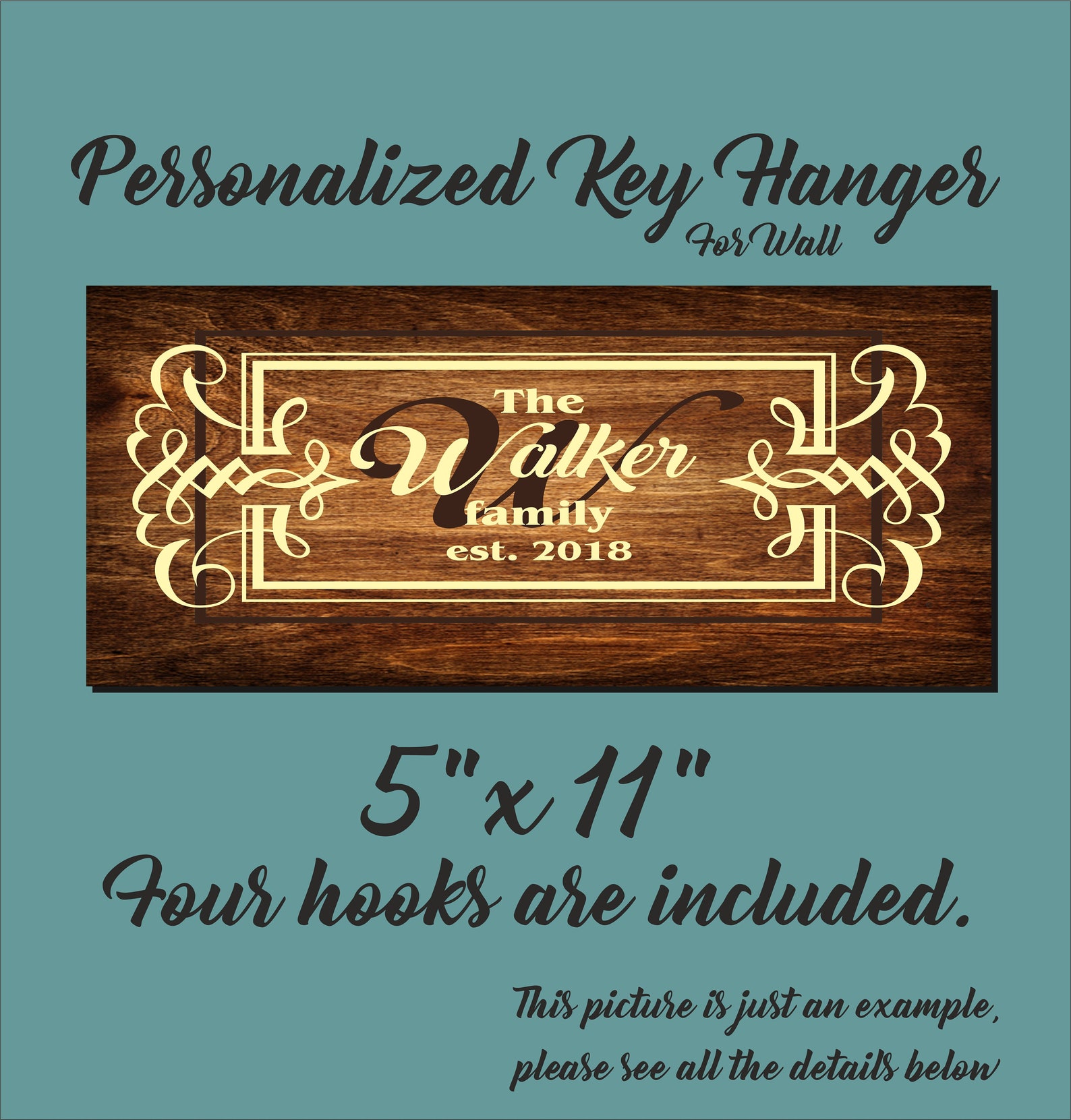 Family Key Holder for Wall Wooden Key Hanger Personalized | Etsy