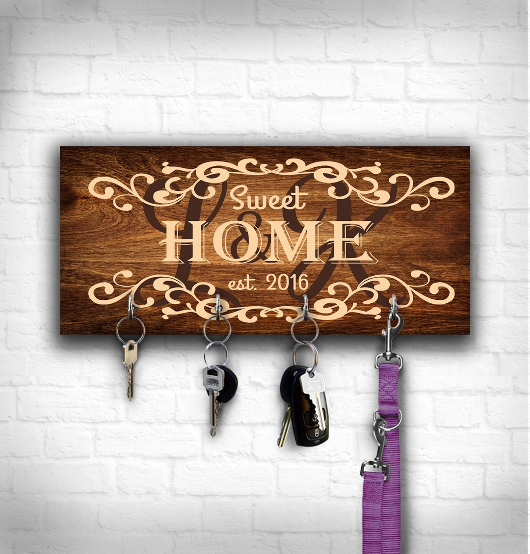 Family Key Holder for Wall, Personalized Key Hanger, Printed Custom ...