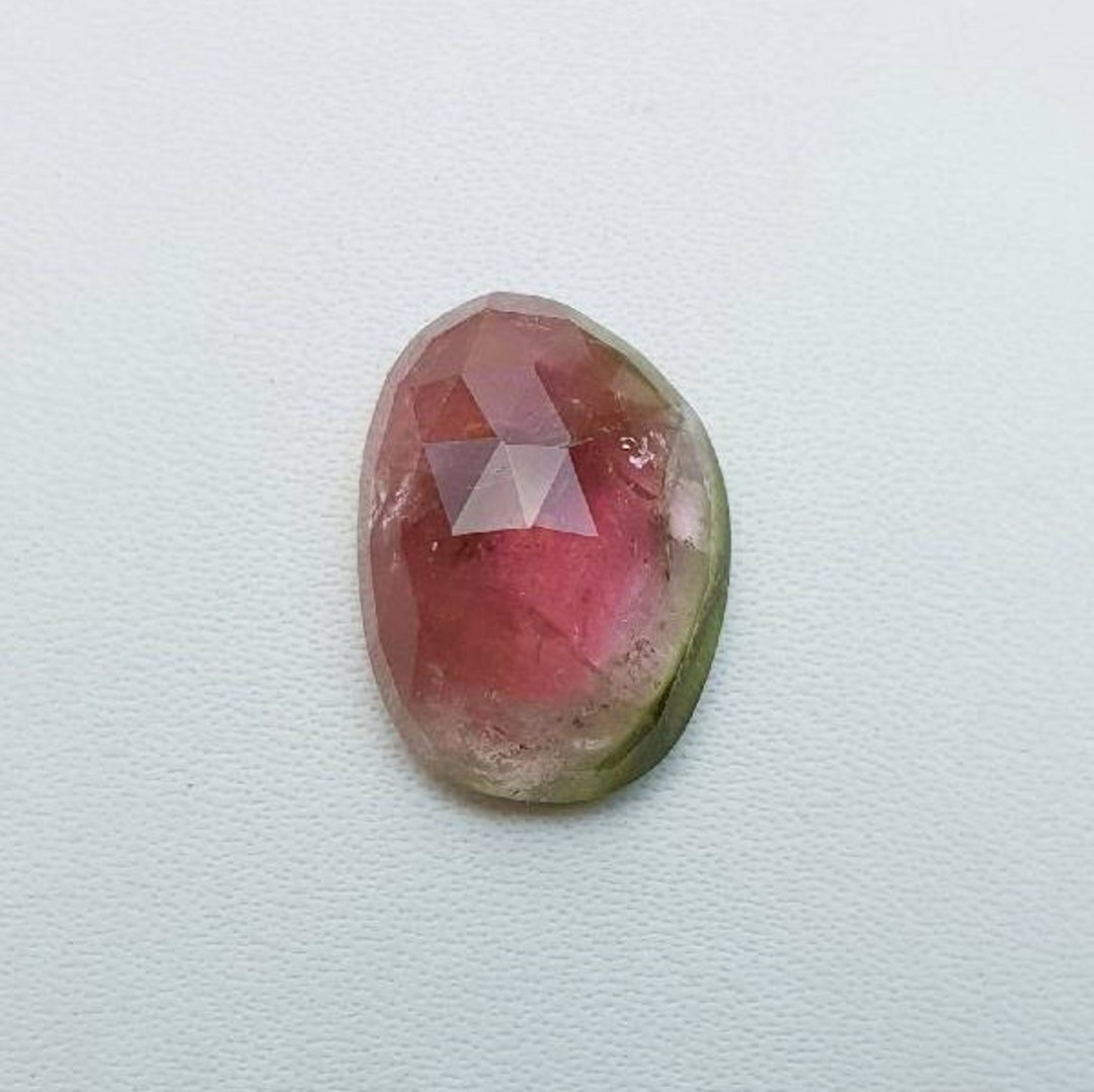 Natural Watermelon Tourmaline Rose Cut Flat Back Semi Precious Gemstone ...