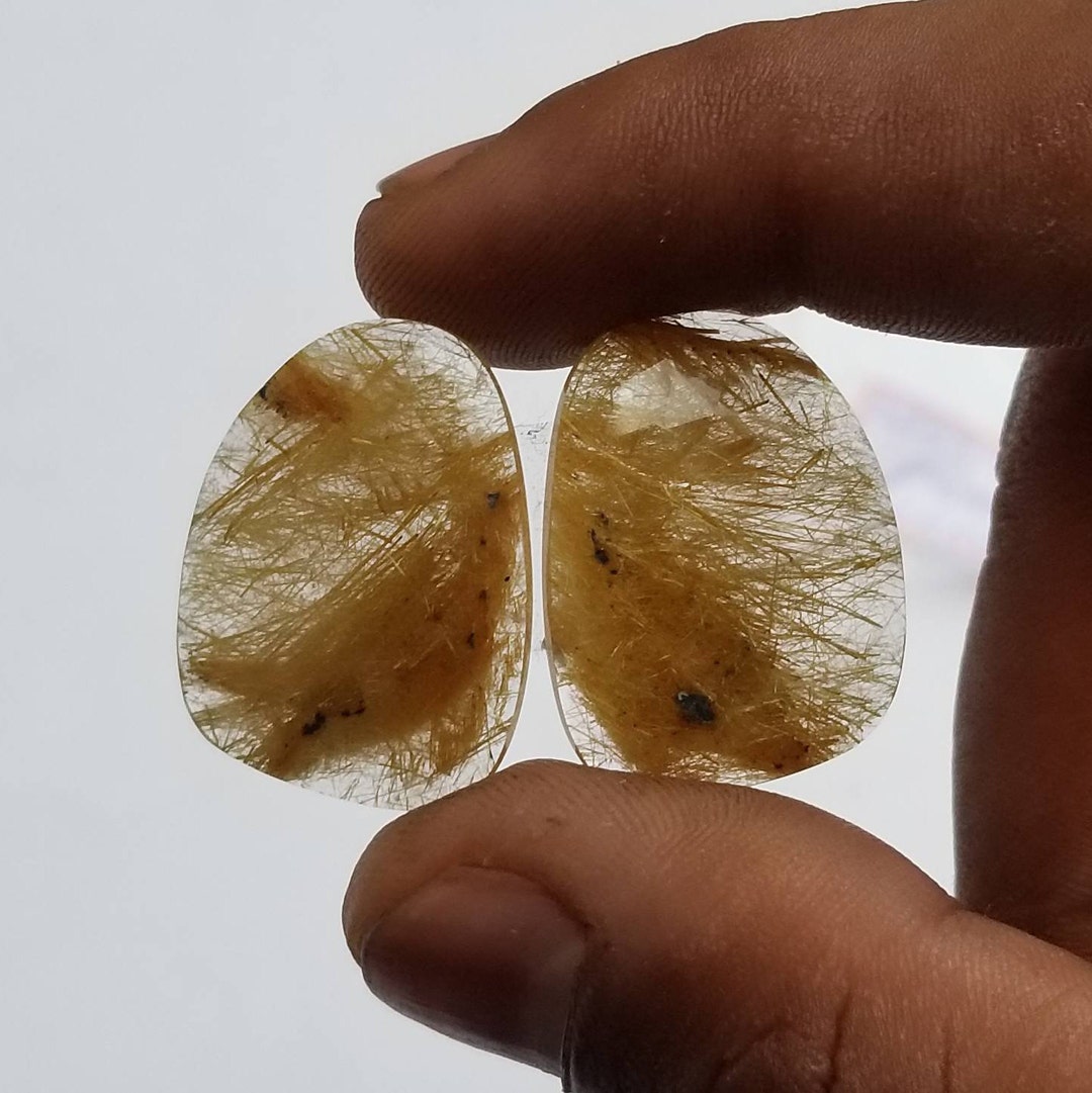 Natural Rutile Quartz Rose Cut Matching Pair for Earrings Top Quality ...