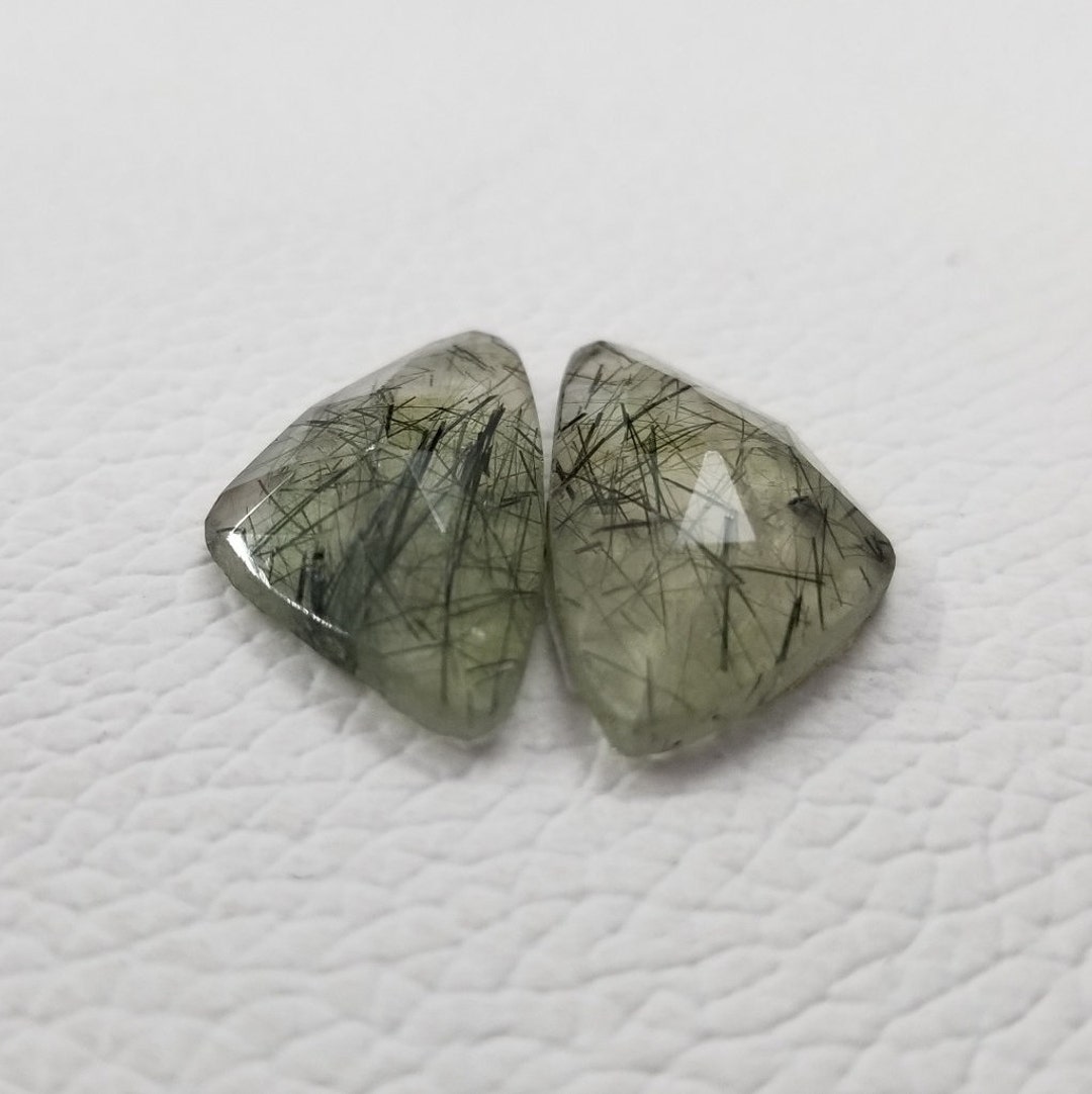Rutile Quartz Rose Cut Matching Pair Loose Gemstone Black Rutile Quartz ...