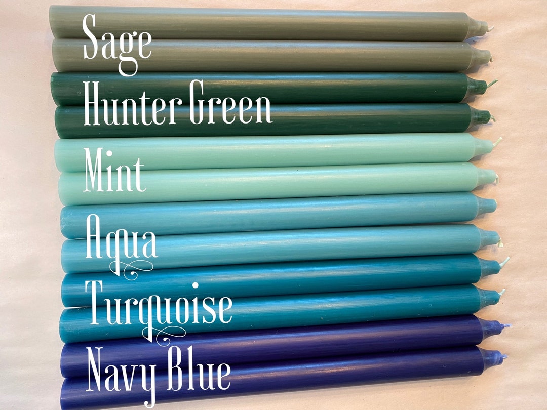 Blue Green Taper Candles: 12-inch Dripless Dinner Candles - Etsy