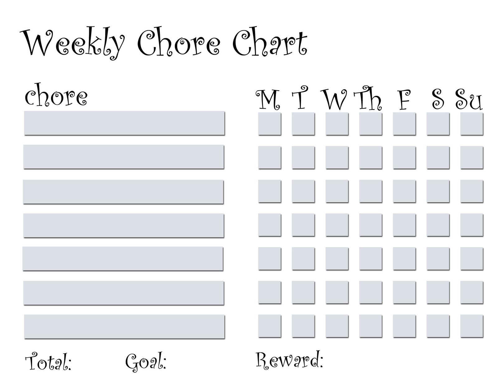 Printable Black and White Chore Chart for Kids - Etsy