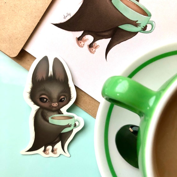 Grumpy Bat Vinyl Sticker - Etsy