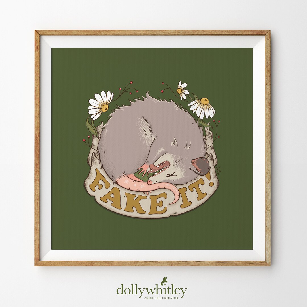 Fake It! Possum Giclee Print (green) - Etsy