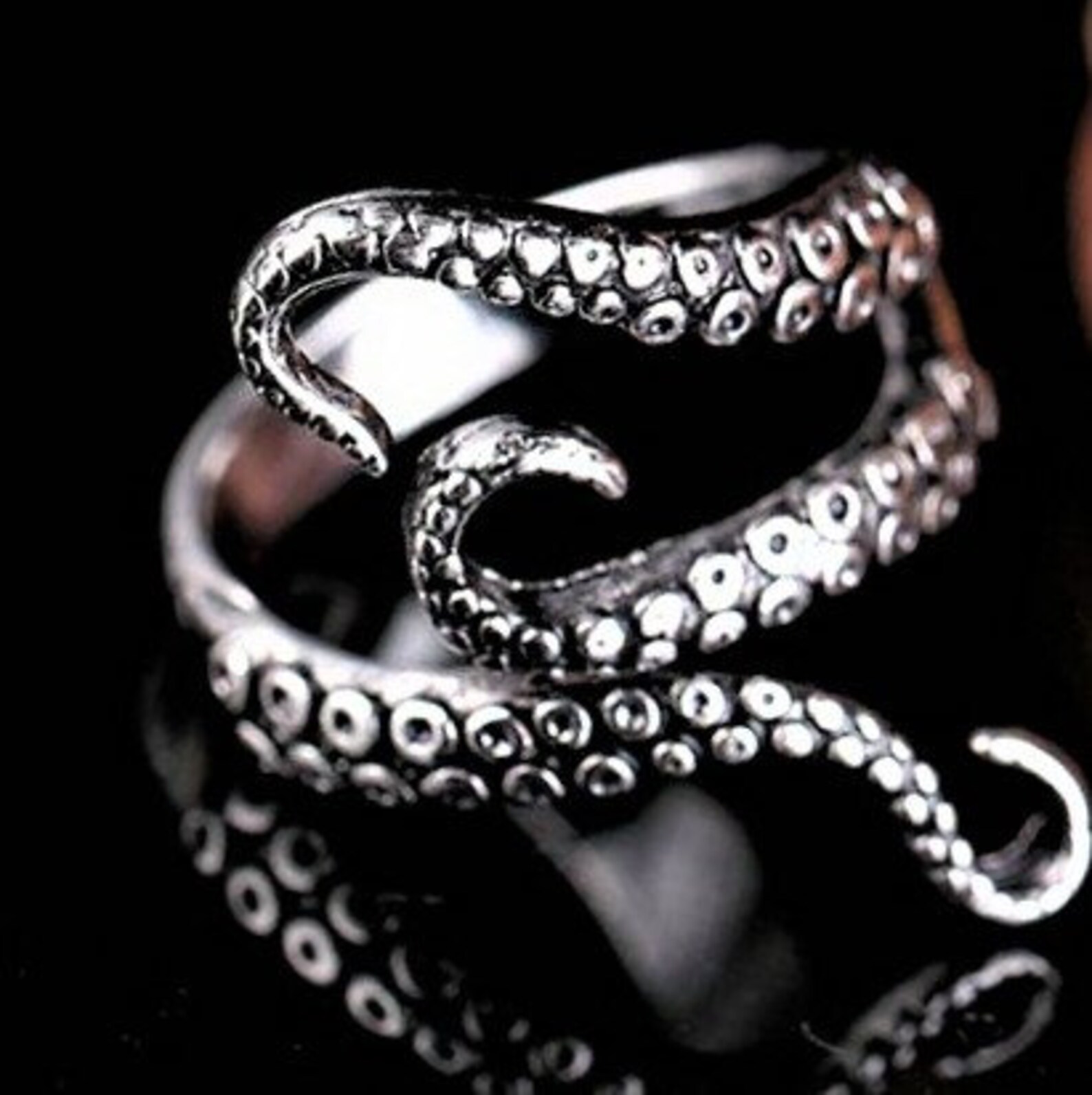 Anillo de plata ajustable de tentáculos de pulpo | Etsy