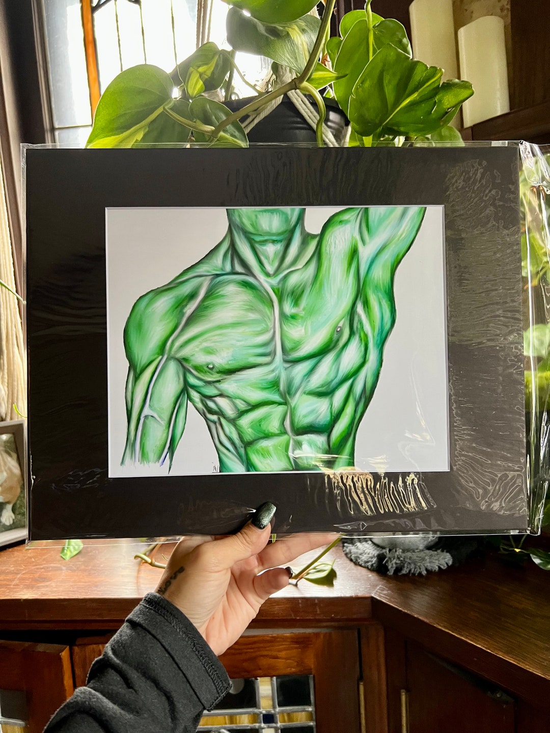 8x10 Matted, Black Matte, Anatomy Print- Surface Muscles of Chest, Hand ...