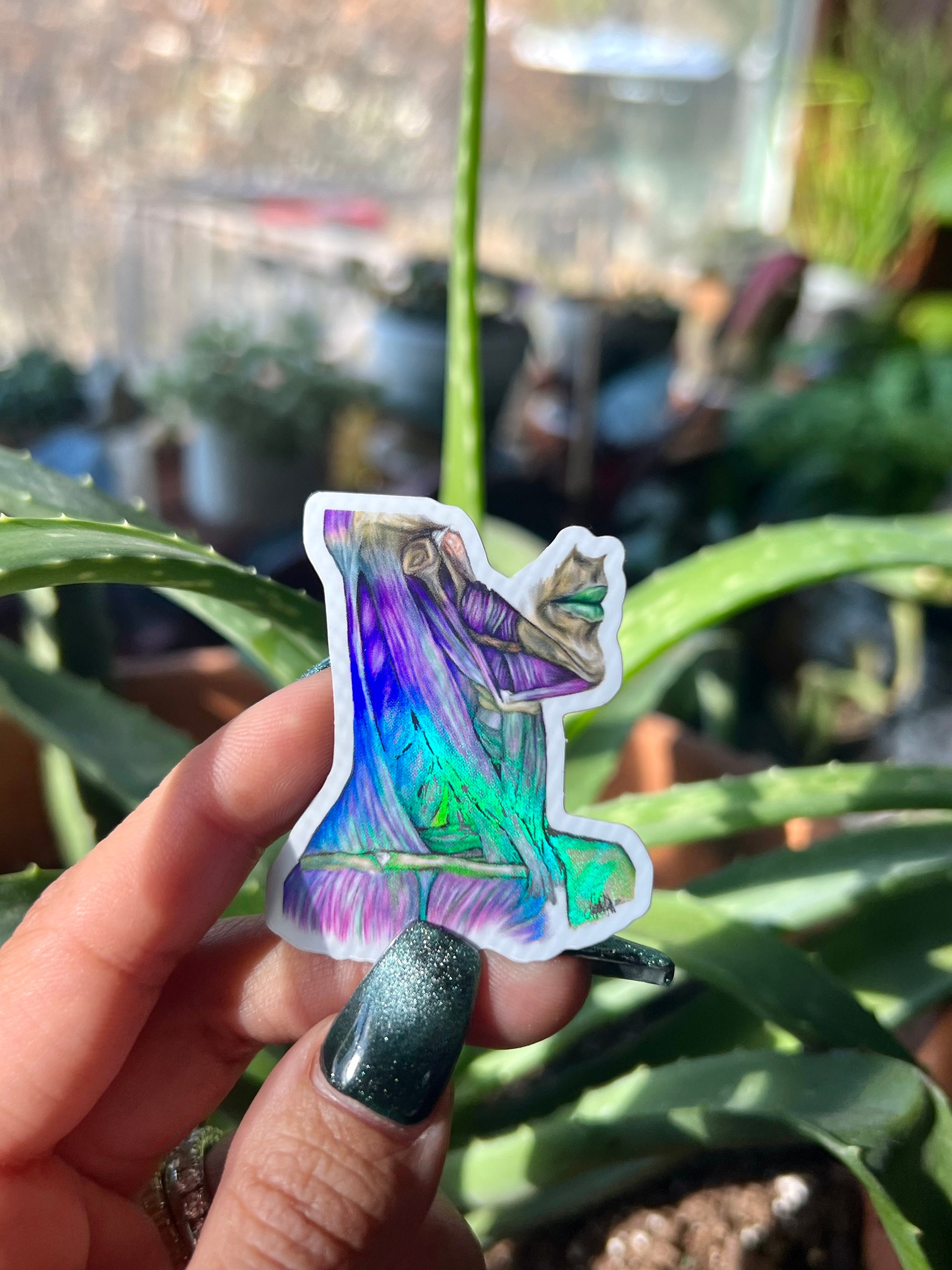 Anatomy Sticker, Holographic Lateral View of Neck, Hand Drawn Sticker ...
