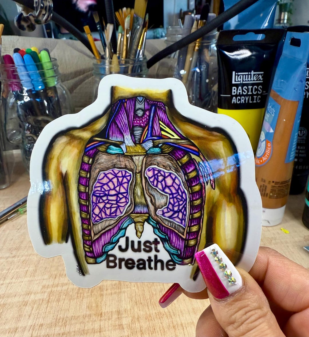 Large 4 In. Anatomy Sticker Vinyl -anatomical Handdrawn Lungs ...