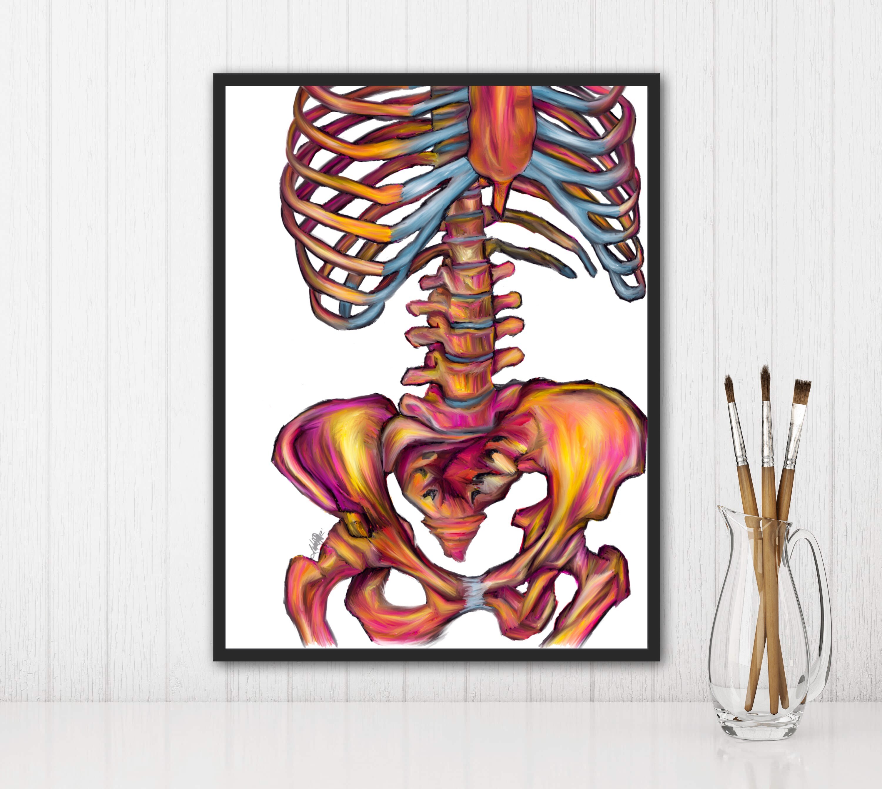 Bony Framework of Abdomen-vibrant Colors,digital Hand Drawn Art, iPad ...