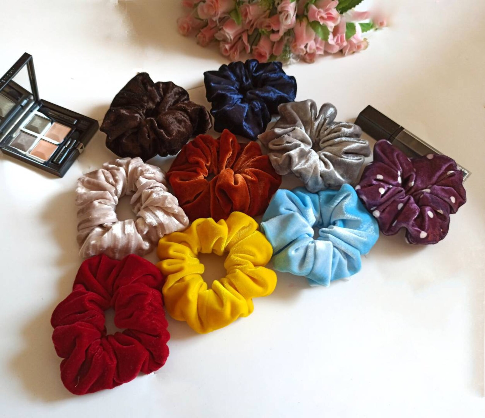 100 Pack Wholesale Velvet and Silk Satin Scrunchies Large - Etsy
