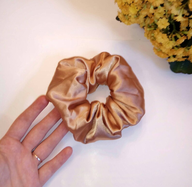Satin Brown Scrunchie Large Hair Scrunchie Woman Big Hair - Etsy