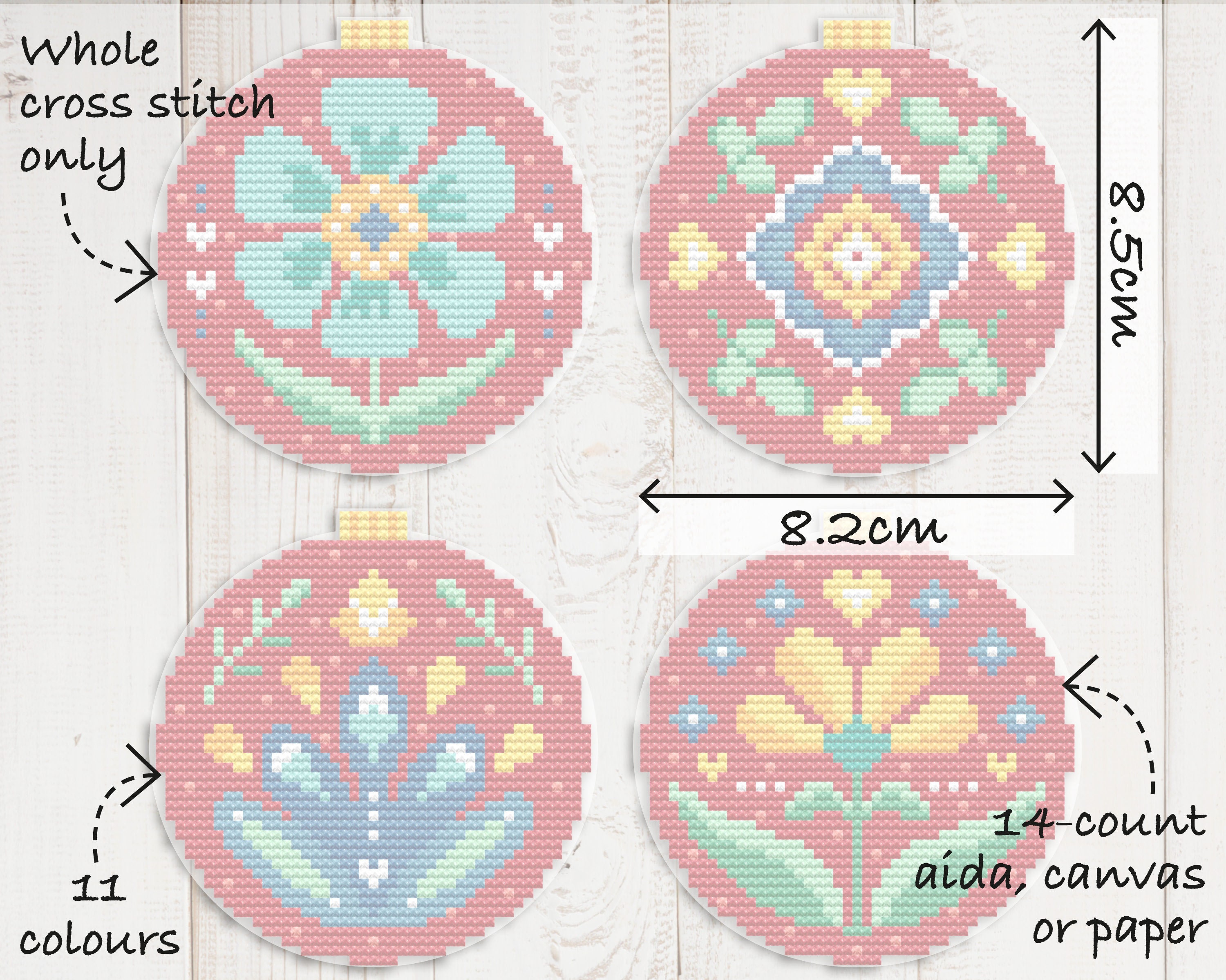 Christmas Ornaments Folk Art Cross Stitch Pattern Instant - Etsy