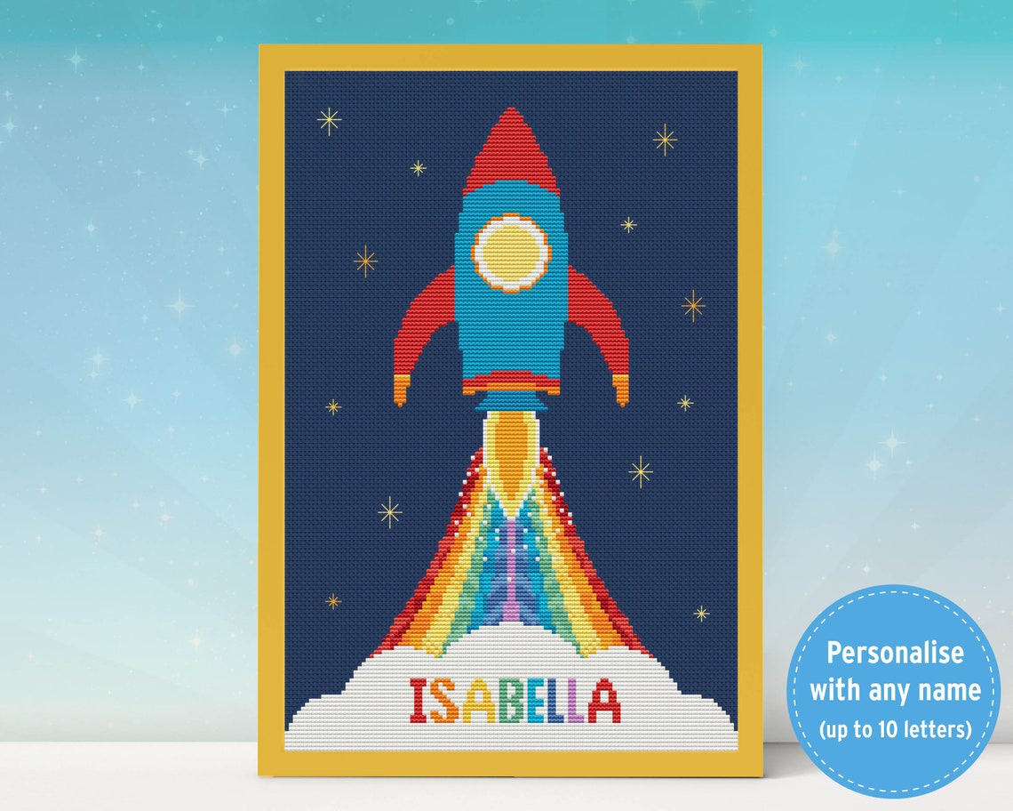 Rocket Cross Stitch Pattern, Space Cross Stitch Pattern, Outer Space ...
