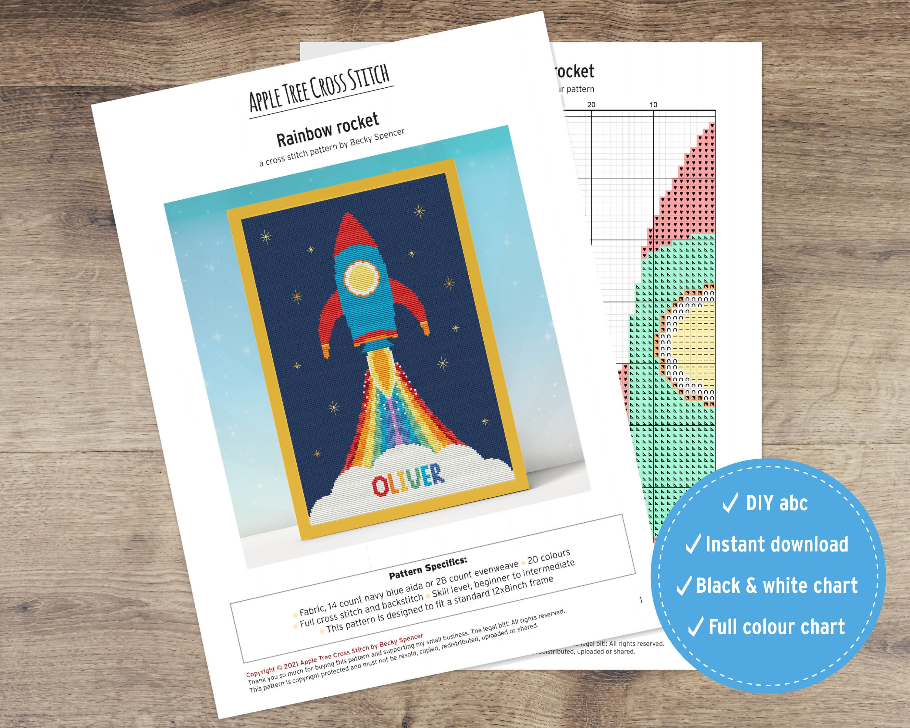 Rocket Cross Stitch Pattern, Space Cross Stitch Pattern, Outer Space ...