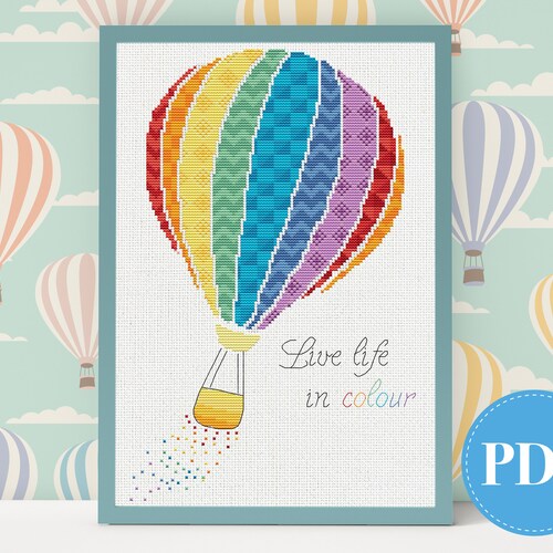 Hot Air Balloon Cross Stitch Pattern Instant Download PDF - Etsy