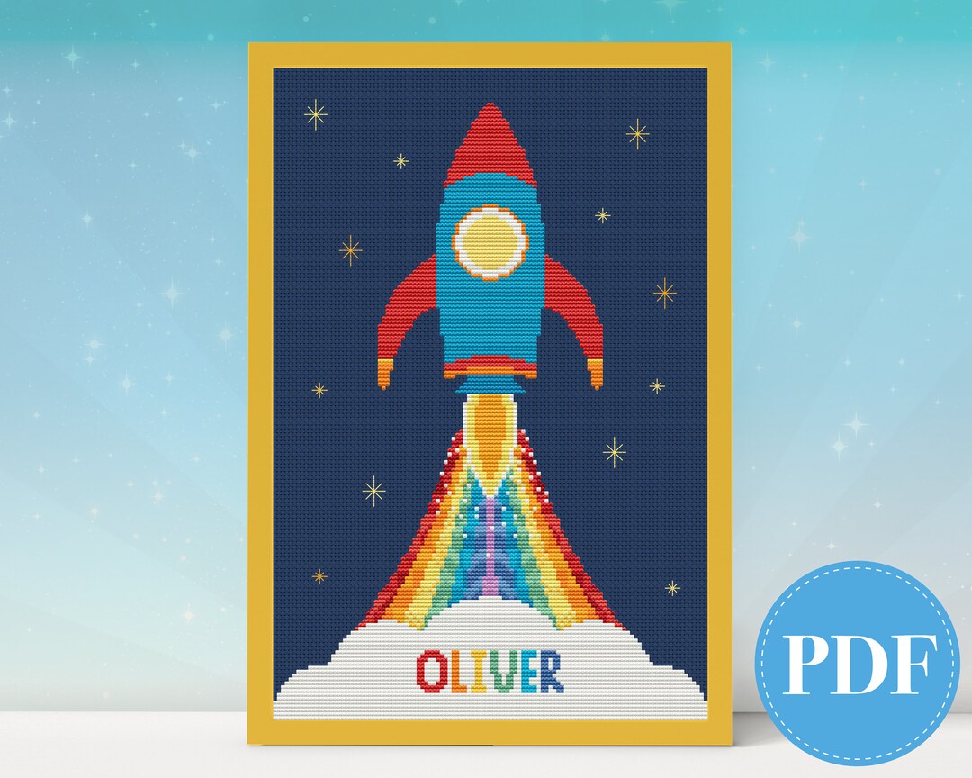 Rocket Cross Stitch Pattern, Space Cross Stitch Pattern, Outer Space ...