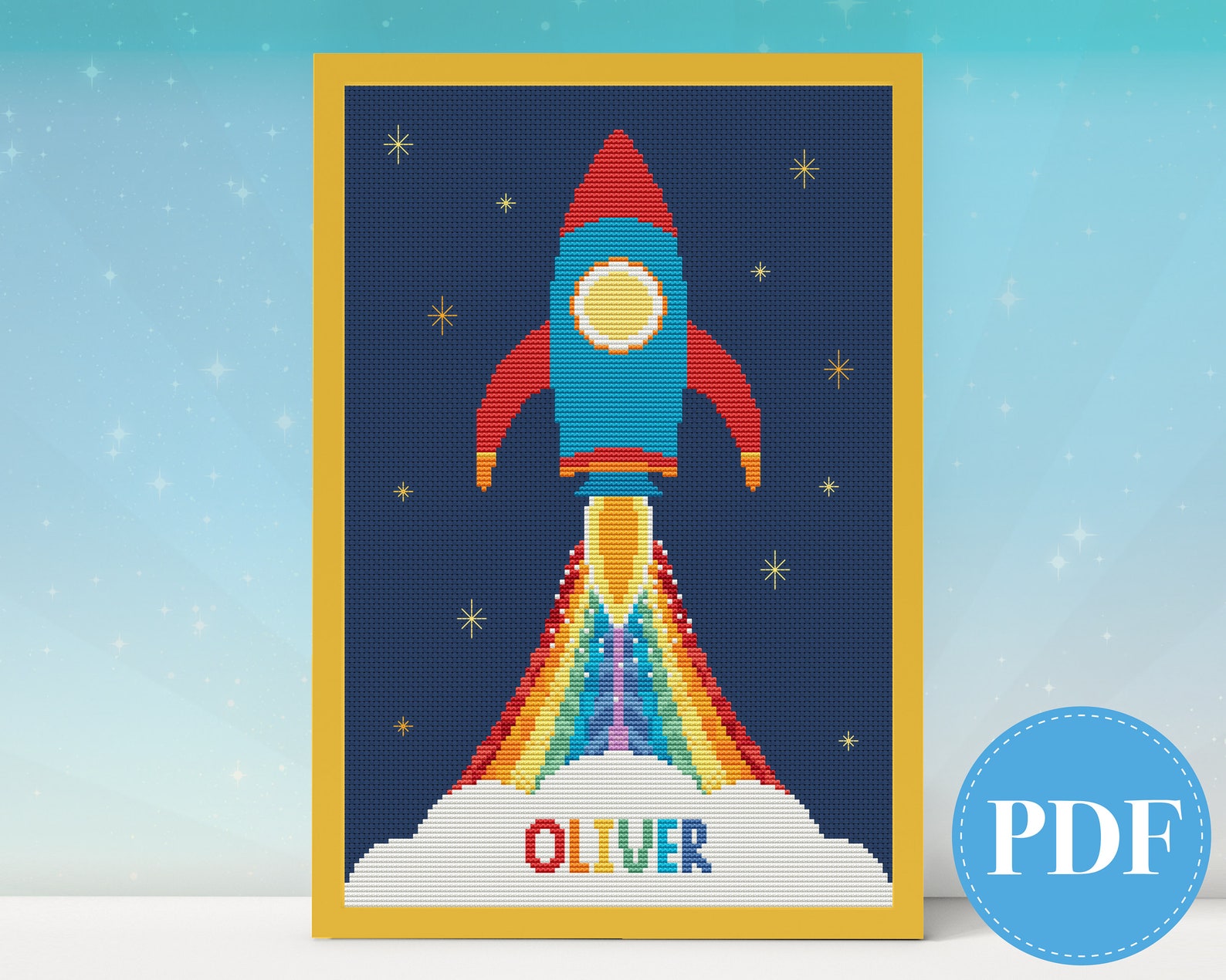 Rocket Cross Stitch Pattern, Space Cross Stitch Pattern, Outer Space ...