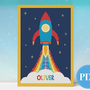 Rocket Cross Stitch Pattern, Space Cross Stitch Pattern, Outer Space ...
