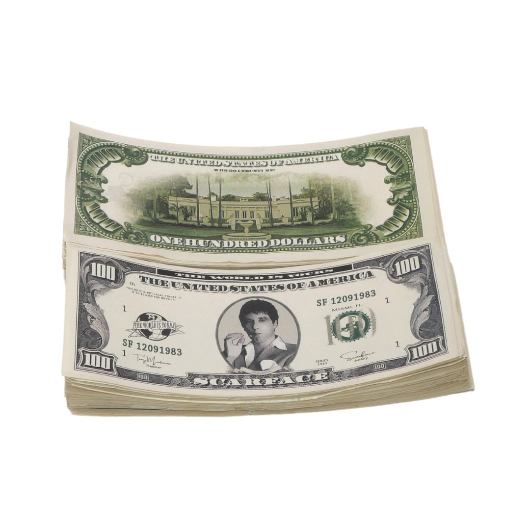 Scarface Distressed Money Bills | 1980 Series 100 Novelty Prop Money ...