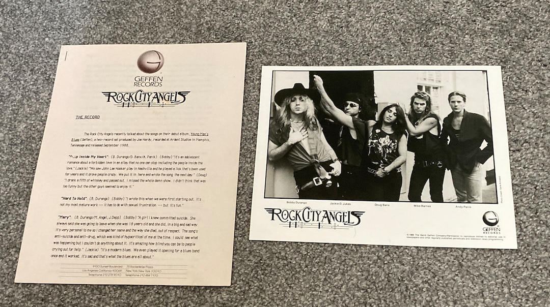 Vintage - Rock City Angels - 1987 - Bio Press Kit and 8 X 10 - Band ...