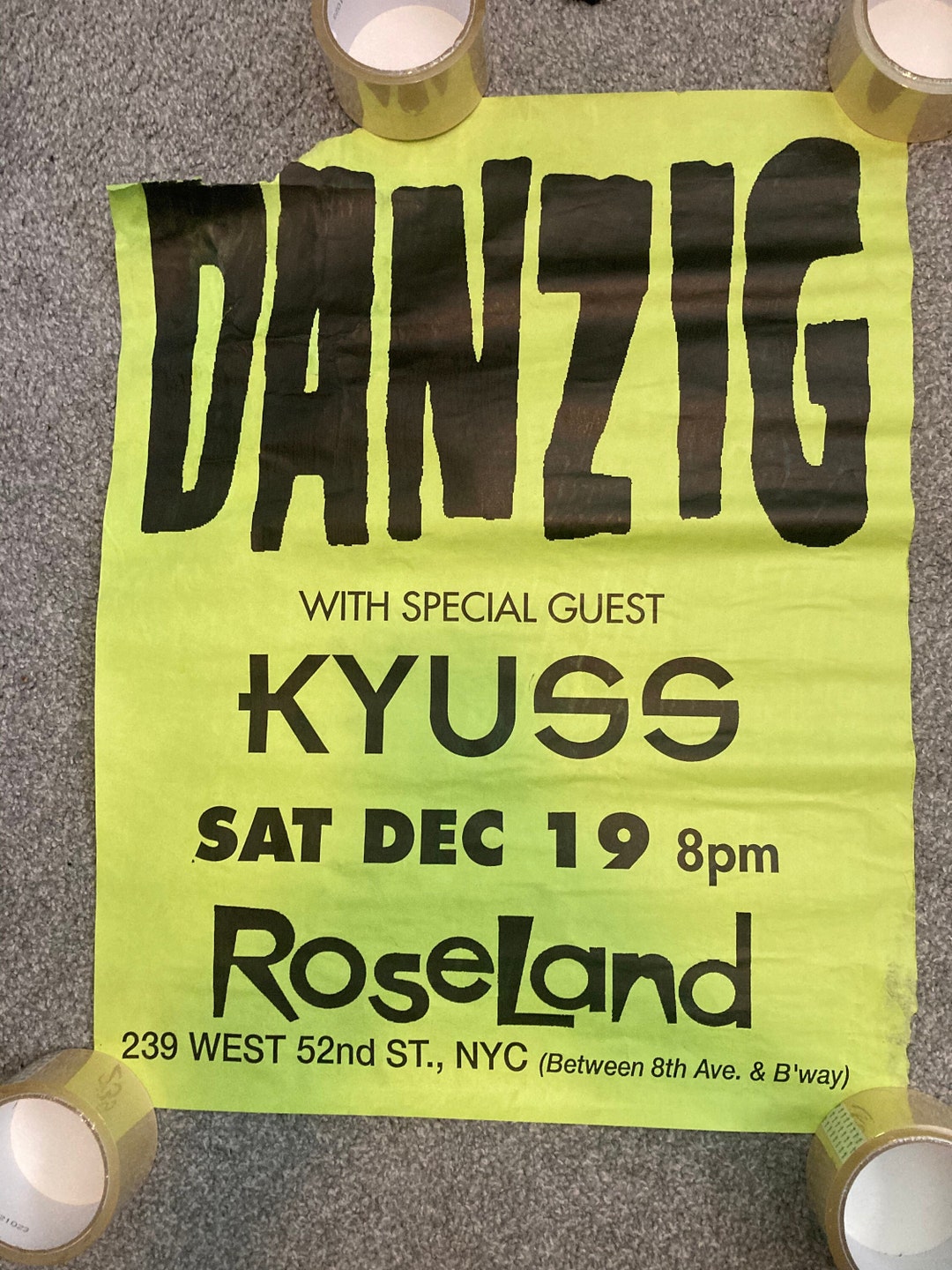 Vintage - Danzig/ Kyuss 1992 Show Poster - Roseland NYC - Original - Etsy