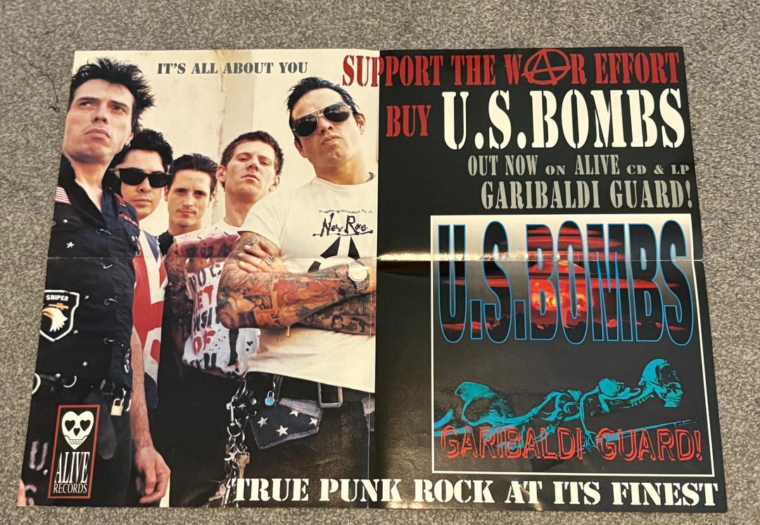 Vintage -U.S. BOMBS -punk Rock Poster -garibaldi Guard- Alive Records ...