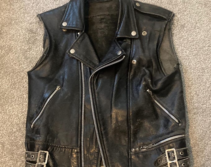 Vintage - Punk Rock- Deathrock - UK82 - Leather Vest - Size Small - Men ...