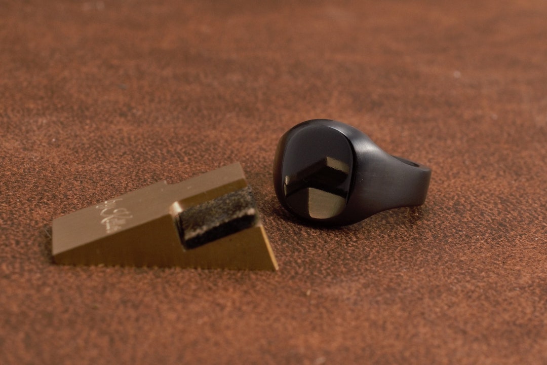 Black Titanium Signet Ring Men - Etsy