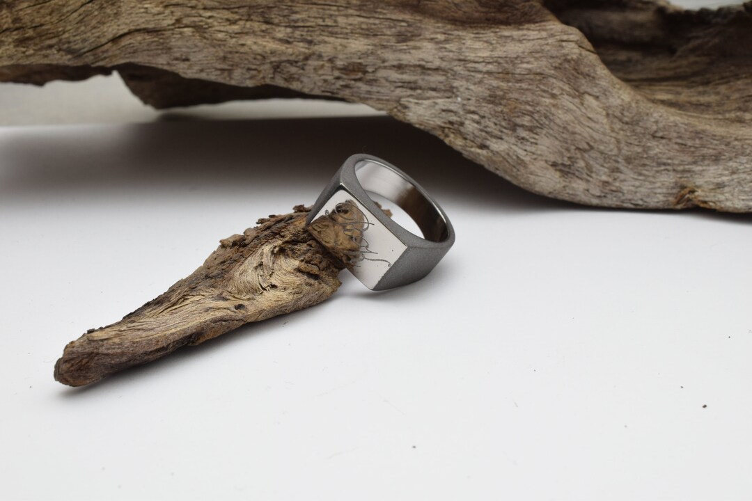 Titanium Signet Ring. Mens Personalized Signet Ring Made From Solid ...