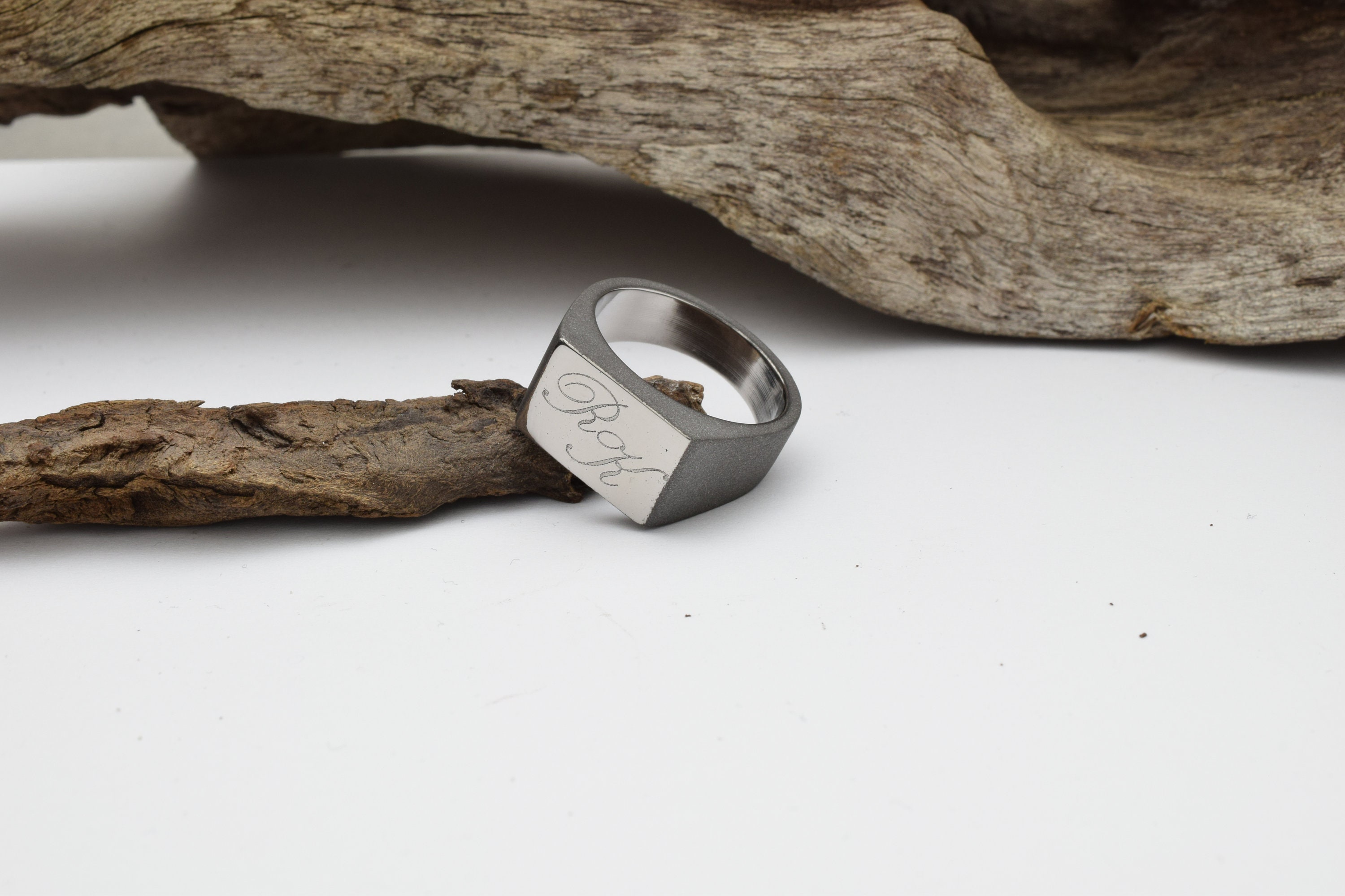 Titanium Signet Ring. Mens Personalized Signet Ring Made From Solid ...