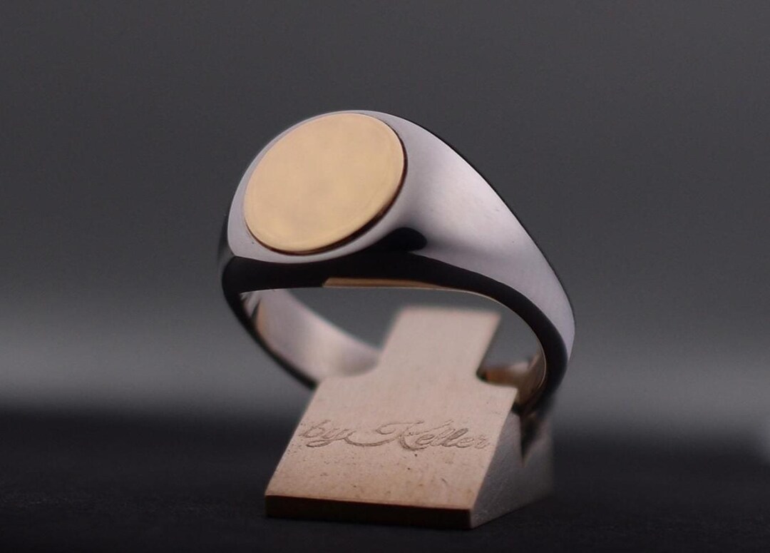 Titanium and Gold Signet Ring or Pinky Ring - Etsy
