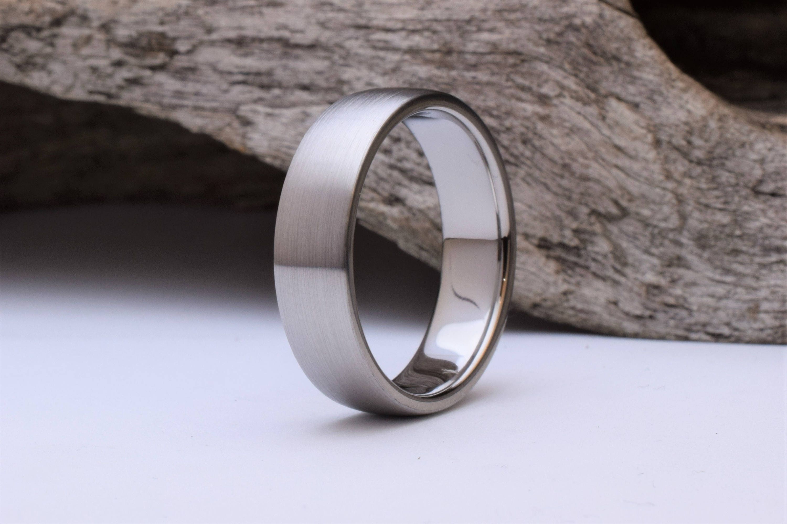 Titanium Ring With a Domed Shape and Brushed Finish Mens - Etsy