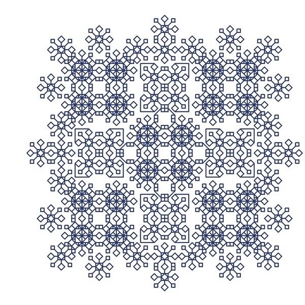 CRAZY PATCH Blackwork / Backstitch Pattern / Chart Counted Cross Stitch ...