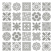 CRAZY PATCH Blackwork / Backstitch Pattern / Chart Counted Cross Stitch Geometric Patchwork ...
