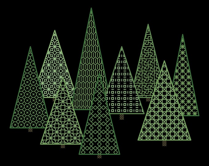 BLACKWORK TREES Counted Cross Stitch Pattern / Chart Modern - Etsy