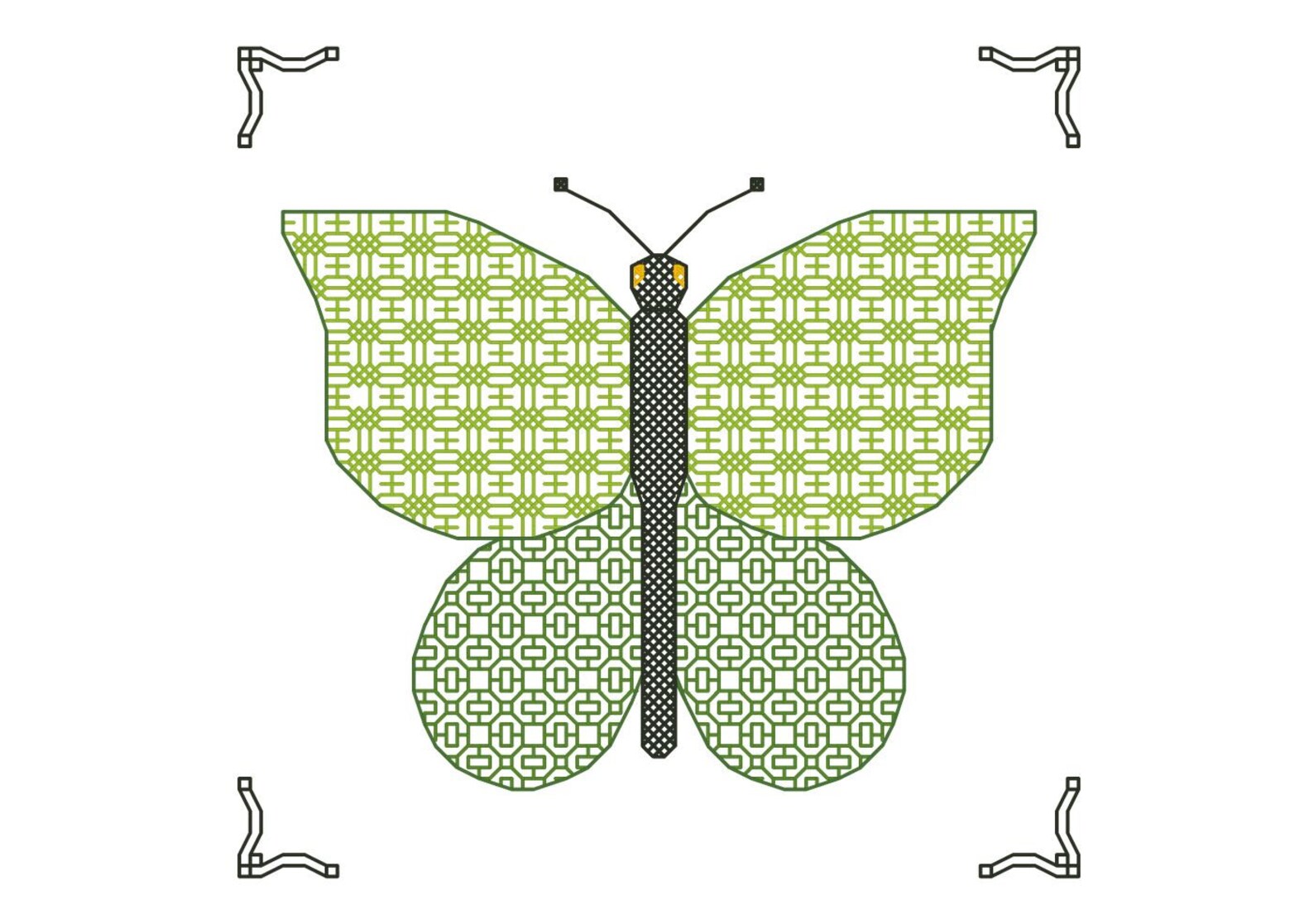 BLACKWORK BUTTERFLY 2 Blackwork / Backstitch / Counted Cross Stitch ...