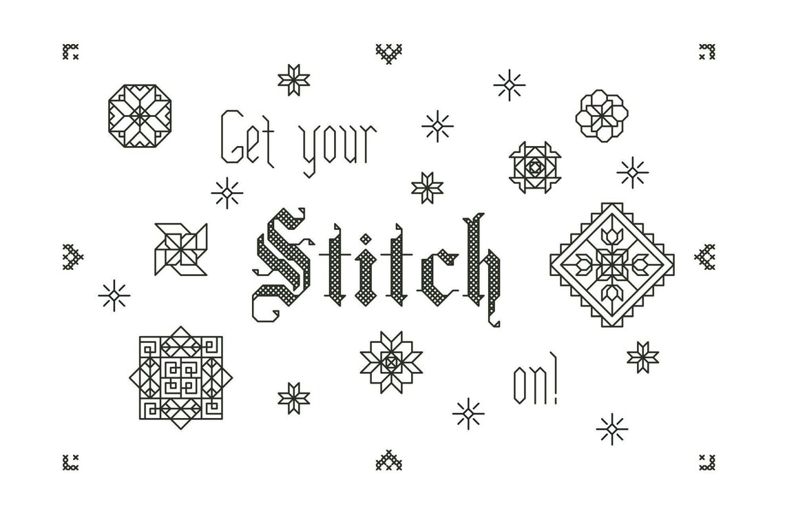 Blackwork / Backstitch Pattern / Chart - GET Your STITCH ON Counted ...
