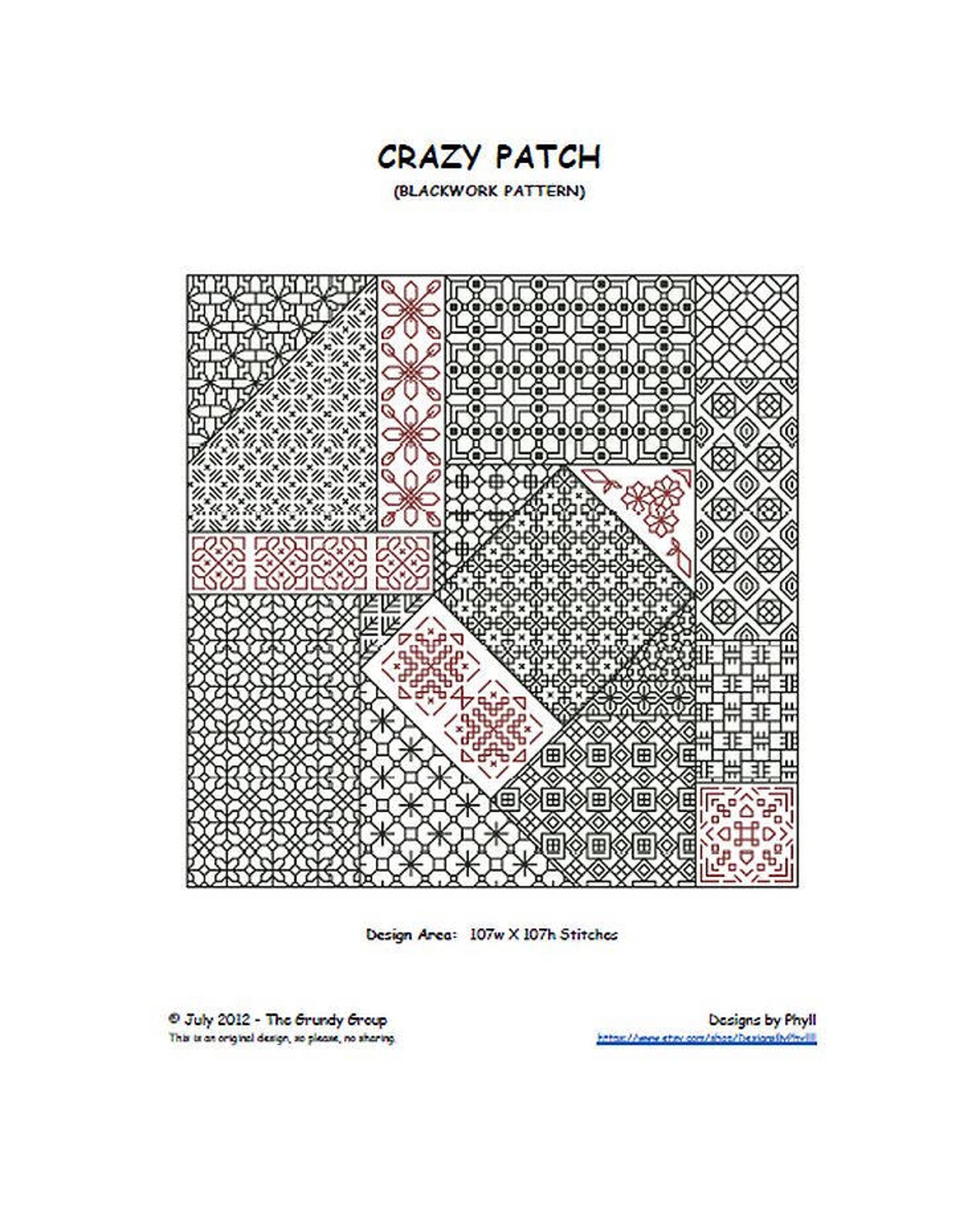CRAZY PATCH Blackwork / Backstitch Pattern / Chart Counted - Etsy UK
