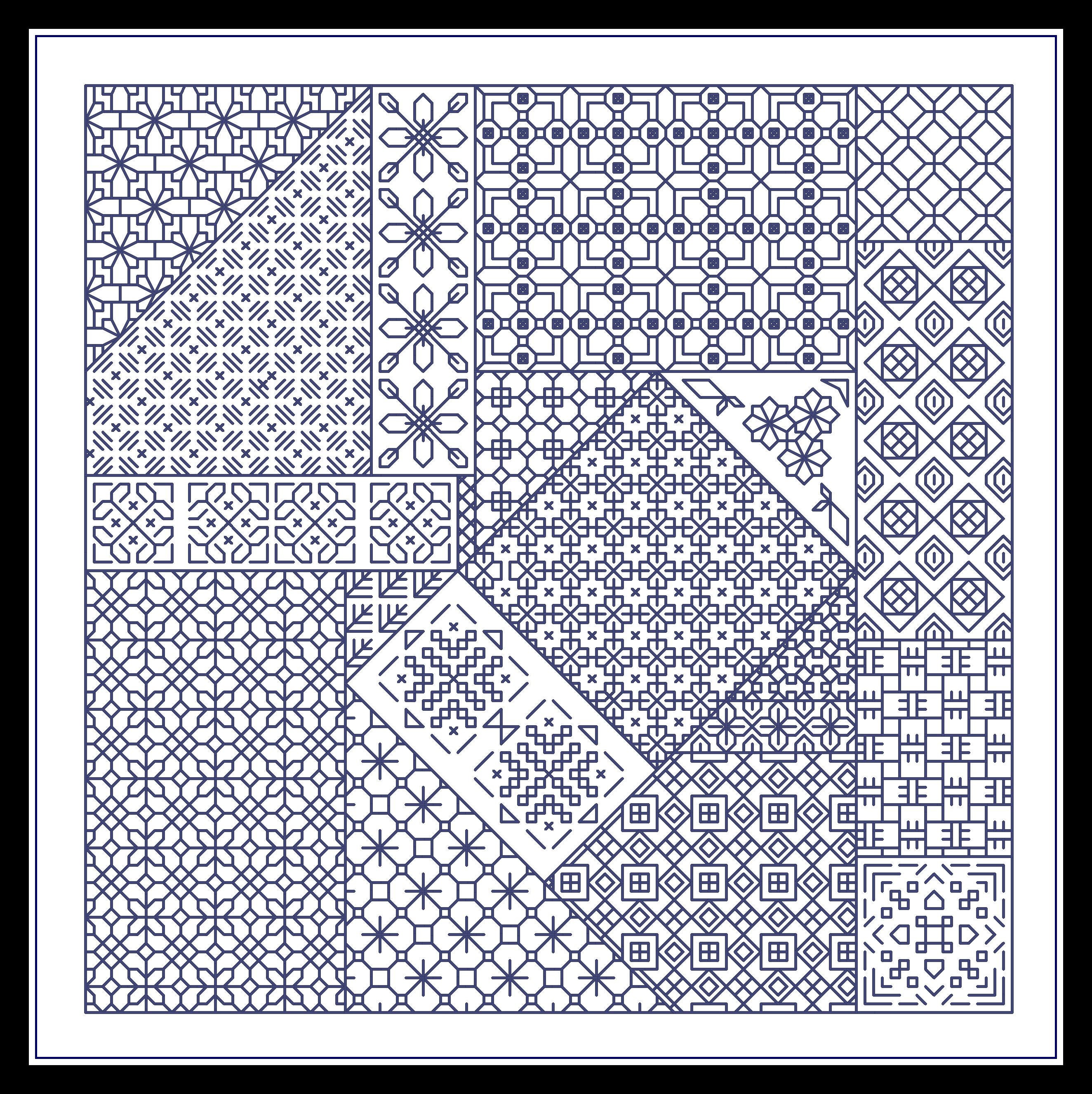 CRAZY PATCH Blackwork / Backstitch Pattern / Chart Counted - Etsy