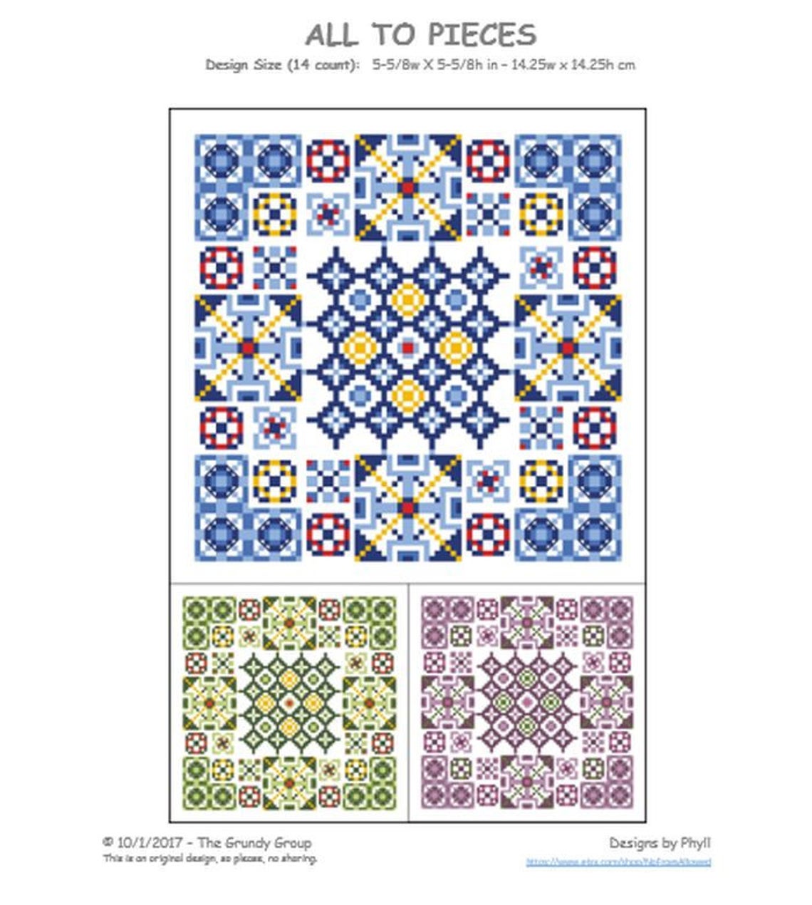 Quilt Squares Counted Cross Stitch Pattern / Chart ALL TO PIECES Modern ...