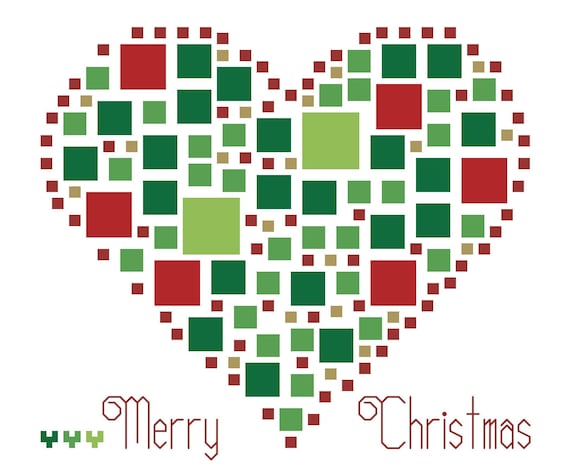 CHRISTMAS HEART Cross Stitch Pattern Geometric Embroidery | Etsy