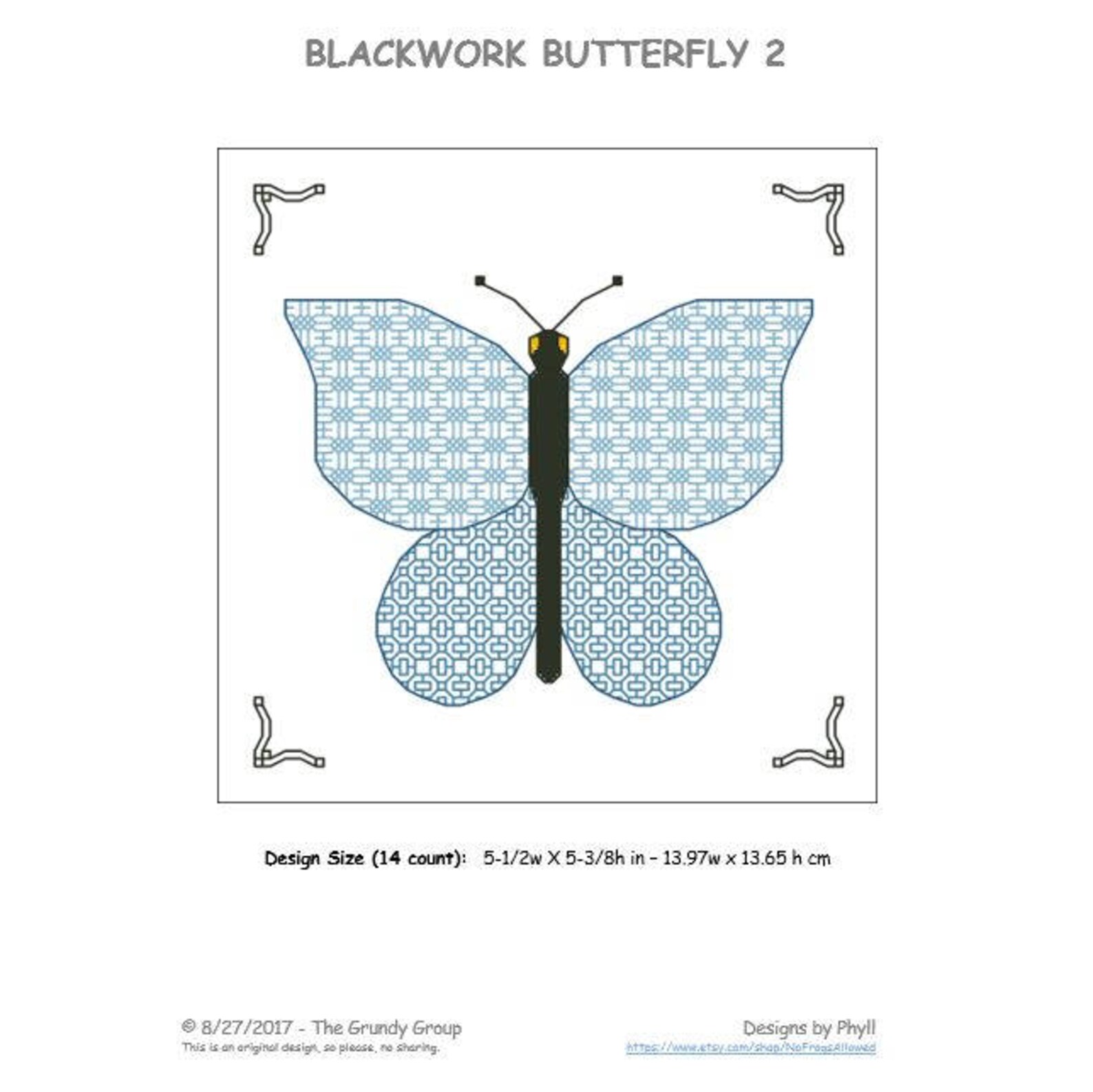BLACKWORK BUTTERFLY 2 Blackwork / Backstitch / Counted Cross Stitch ...