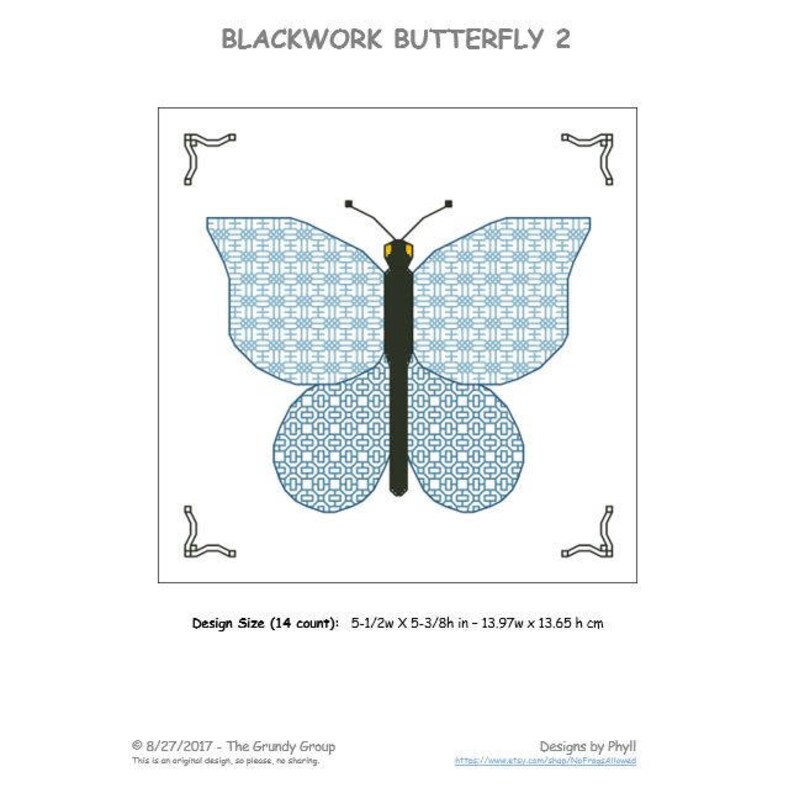 BLACKWORK BUTTERFLY 2 Blackwork / Backstitch / Counted Cross Stitch ...