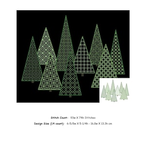 BLACKWORK TREES Counted Cross Stitch Pattern / Chart - Geometric Embroidery Design - Etsy