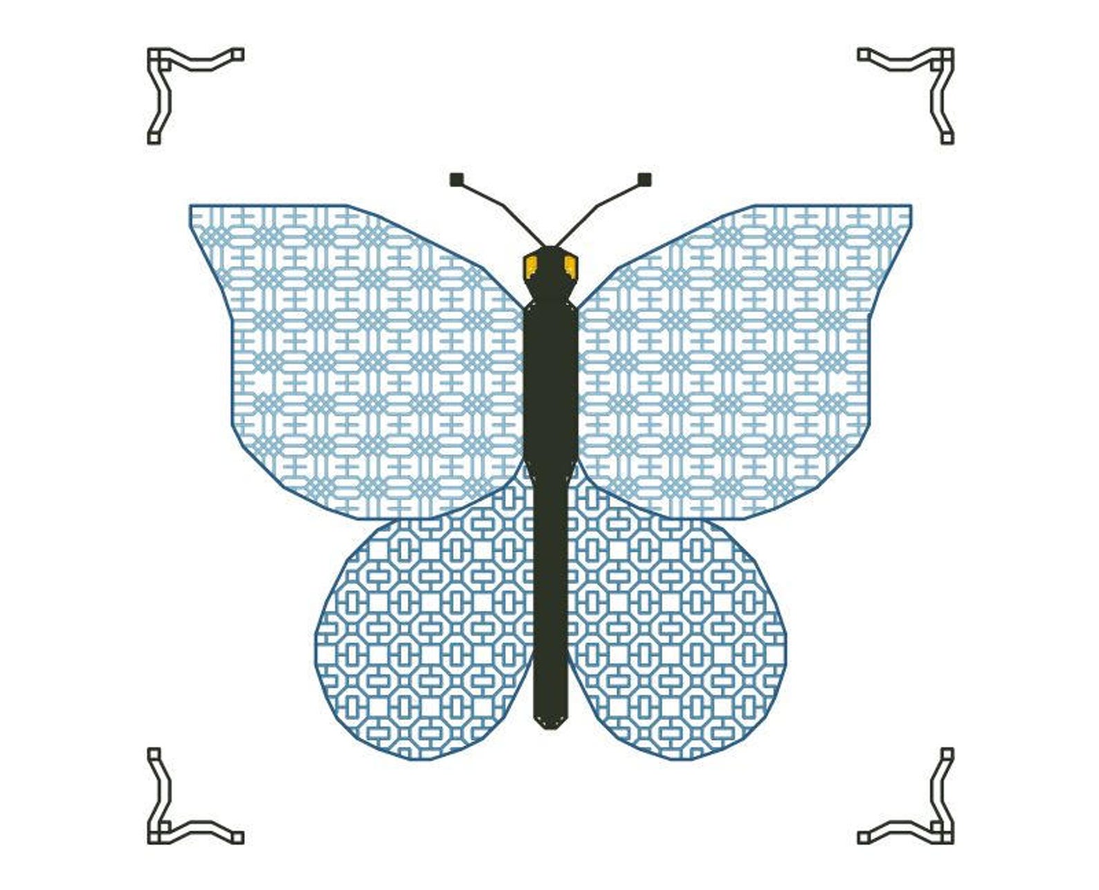 BLACKWORK BUTTERFLY 2 Blackwork / Backstitch / Counted Cross Stitch ...