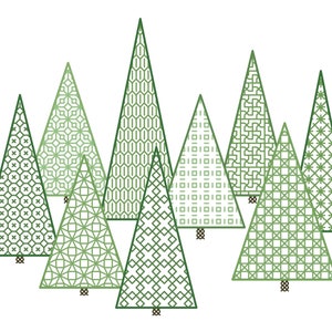 BLACKWORK TREES Counted Cross Stitch Pattern / Chart - Geometric Embroidery Design - Etsy