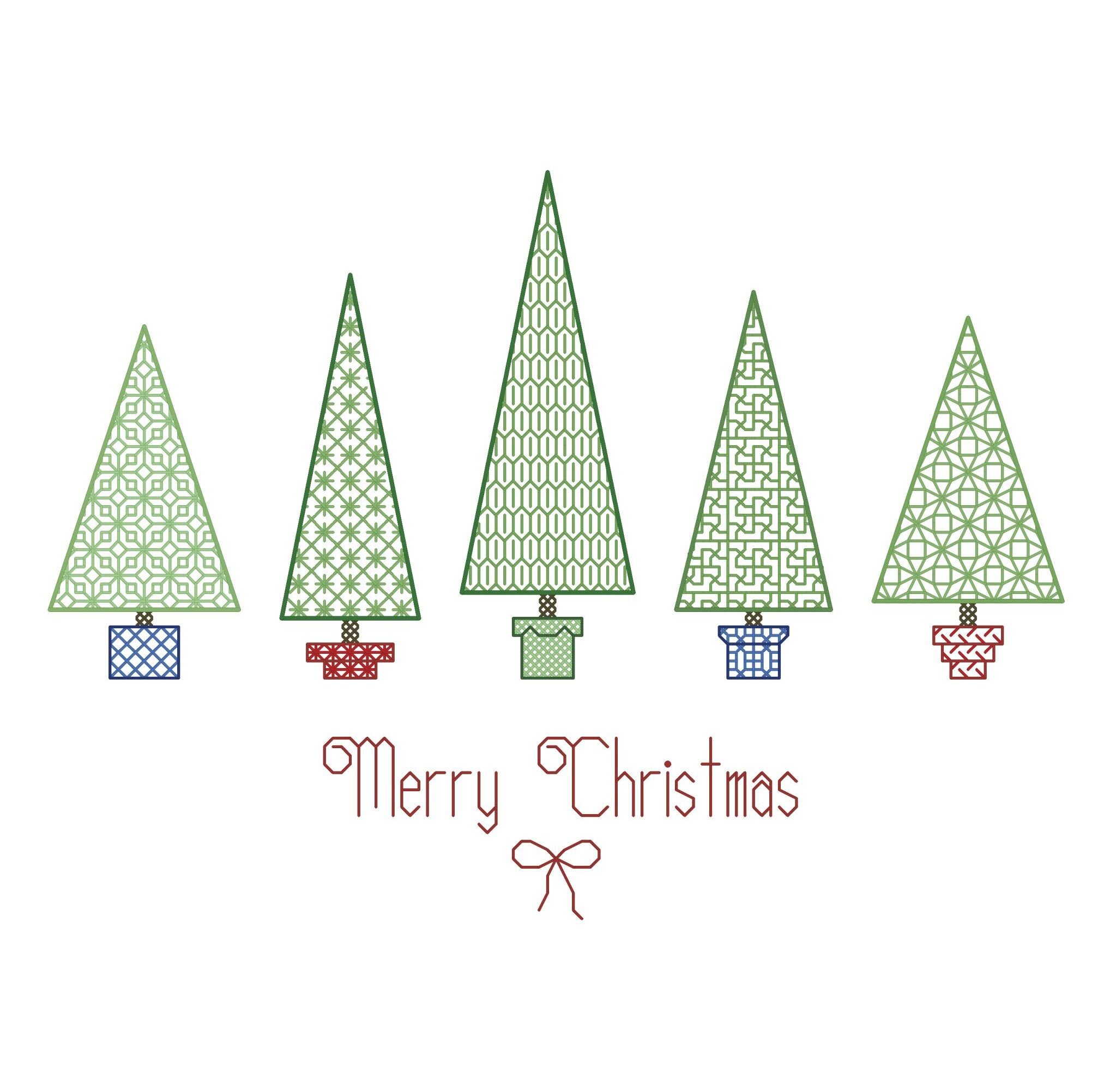 Blackwork TREES in POTS Counted Cross Stitch Pattern / Chart - Etsy