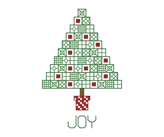 BLOCK TREE Counted Cross Stitch Pattern / Chart Blackwork / | Etsy